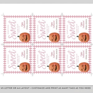 Plaid Halloween Gift Tag | Pink Gingham Holiday Treat Tag, Pumpkin ...