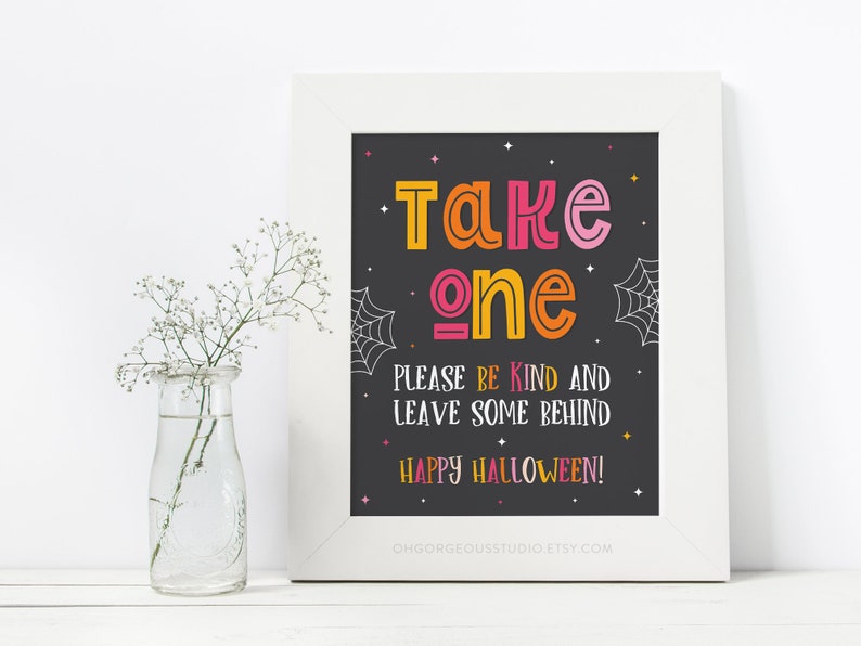Take One Candy Halloween Printable Trick or Treat 8x10 Sign, Instant ...