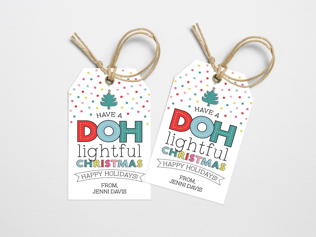 Printable DOH Lightful Christmas Playdough Gift Tag | Christmas Holiday ...