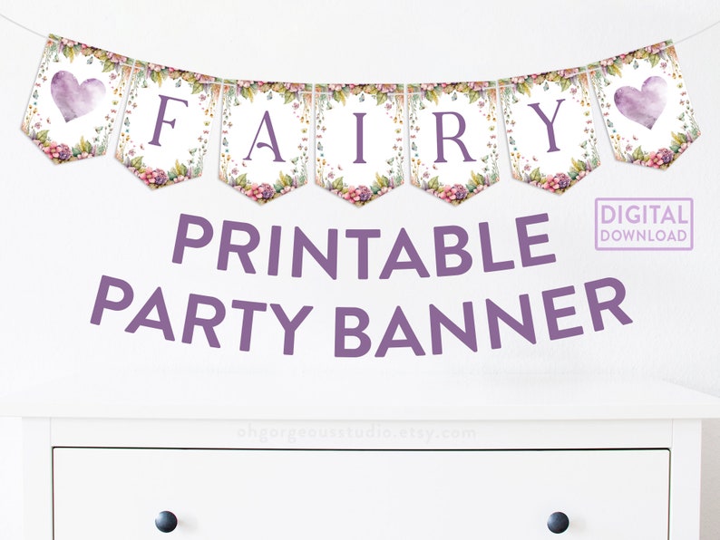 Fairy Themed Printable Birthday Banner DIY Banner Prints, Instant ...