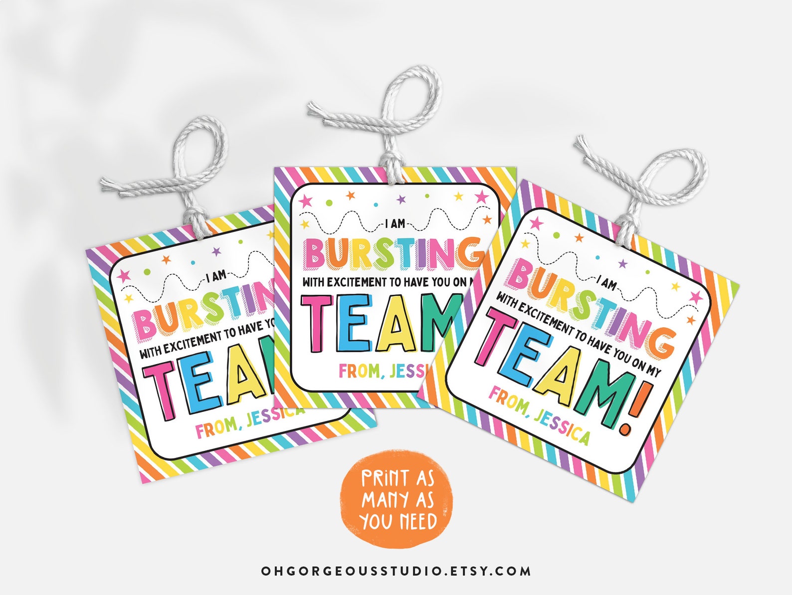 Back to School Gift Tag: Team Teacher Staff (corjl Editable, PDF) - Etsy