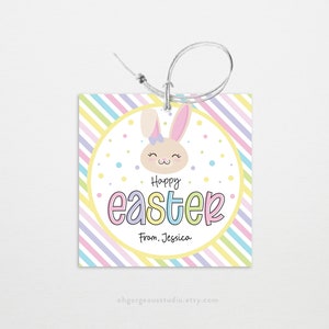 Cute Easter Bunny Gift Tag | Pastel Printable Corjl Template (PDF) - Etsy