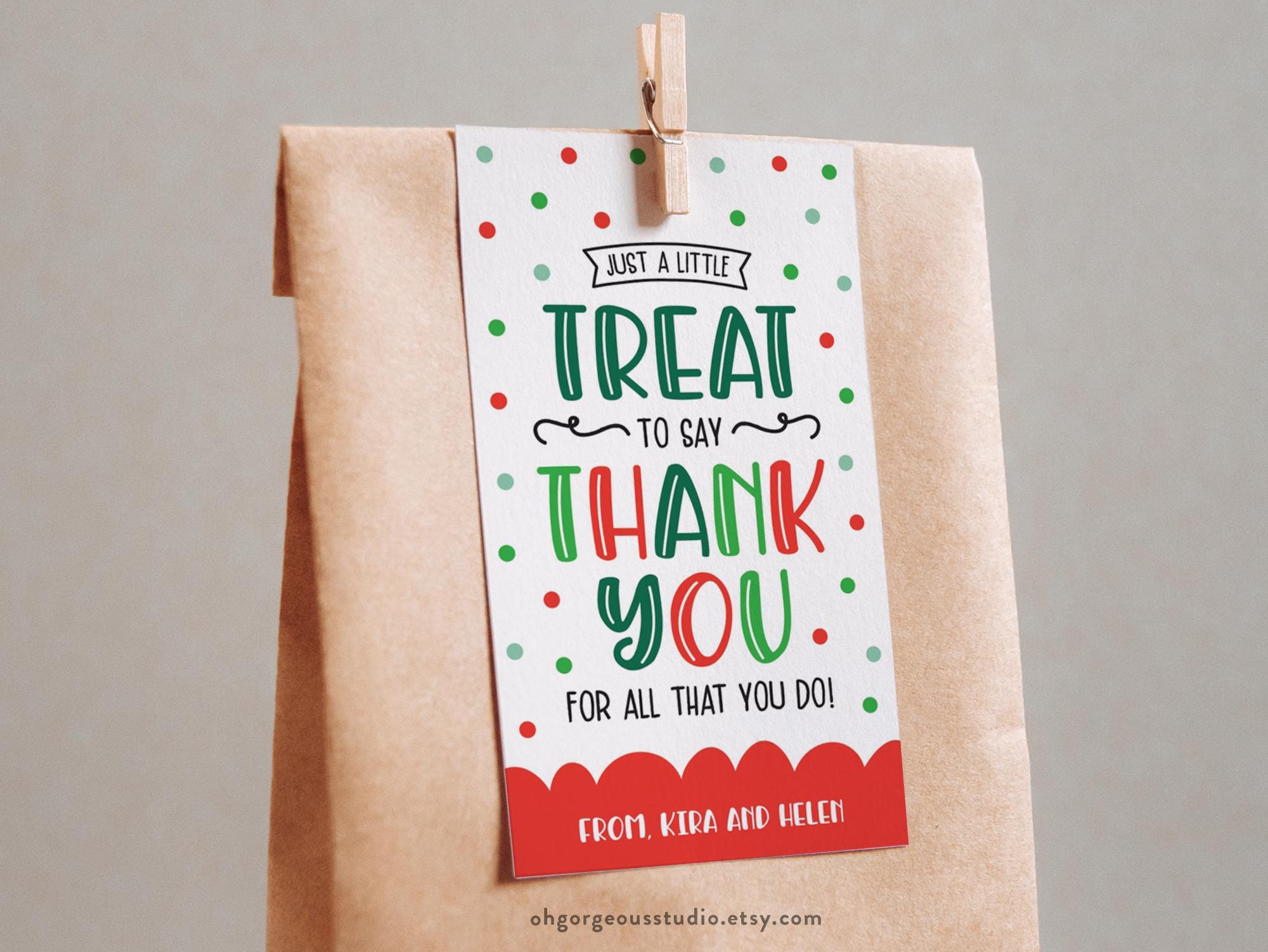Printable Christmas Thank You Gift Tag: Editable Employee Appreciation ...