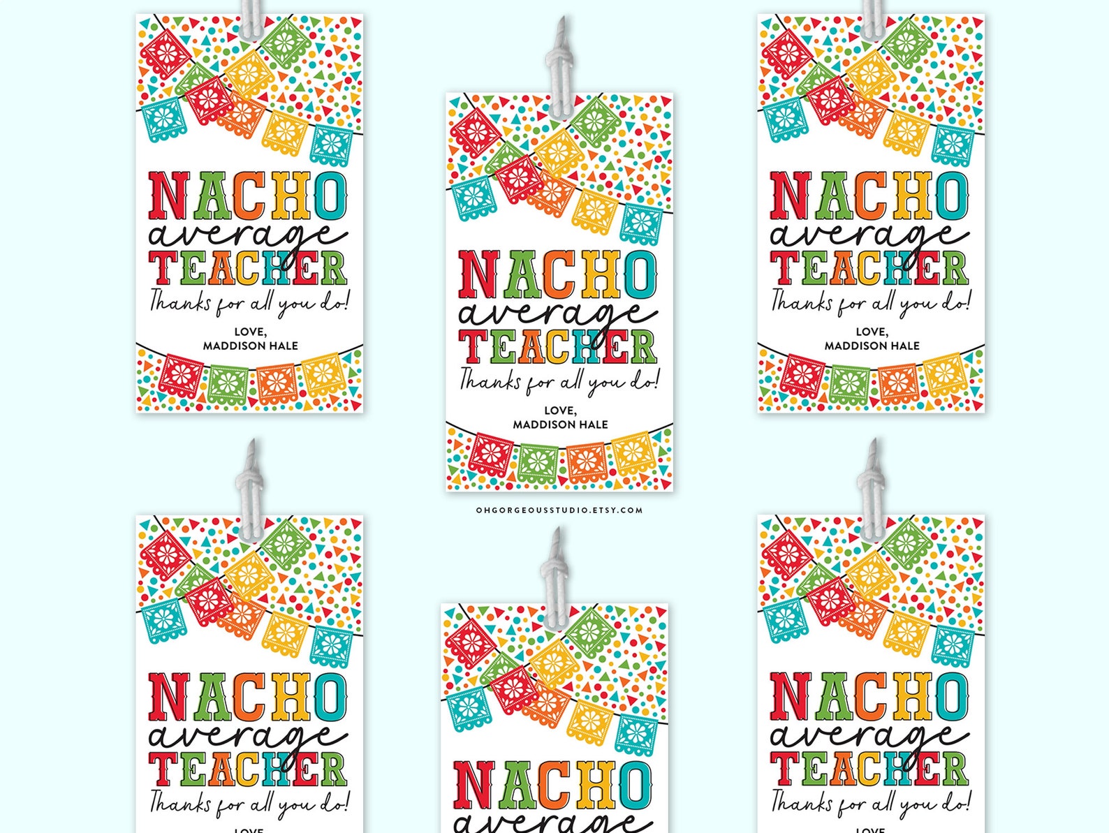 Nacho Average Teacher Gift Tag Template Printable Mexican Themed ...