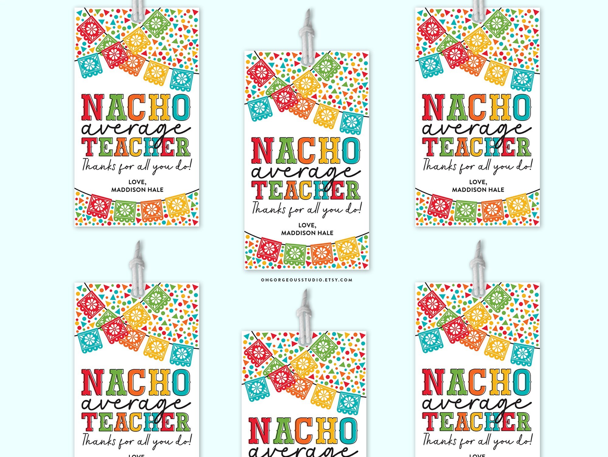 Nacho Average Teacher Gift Tag | Mexican Theme, Editable Thank You ...