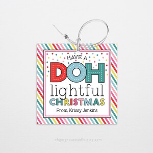 Printable DOH Lightful Christmas Playdough Gift Tag | Christmas Holiday ...