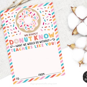 Teacher Appreciation Printable | Donut Teacher Appreciation Gift Card ...