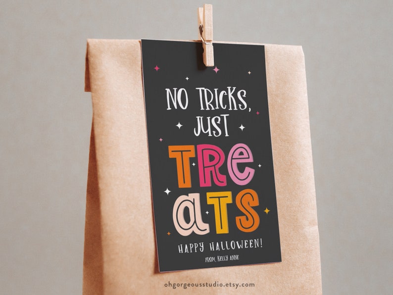 Halloween Treat Bag Tag | Editable Printable Label (2x3.5") - Etsy