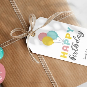 Printable Happy Birthday Gift Tags: Customizable Party Favors (digital ...