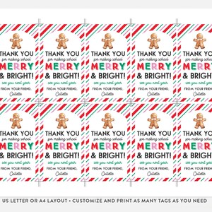 Merry and Bright School Year | Printable Christmas Gift Tag, Class Gift ...
