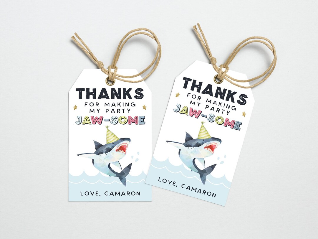 Shark Party Favor Tag: Jawsome Birthday Thank You (digital Download) - Etsy