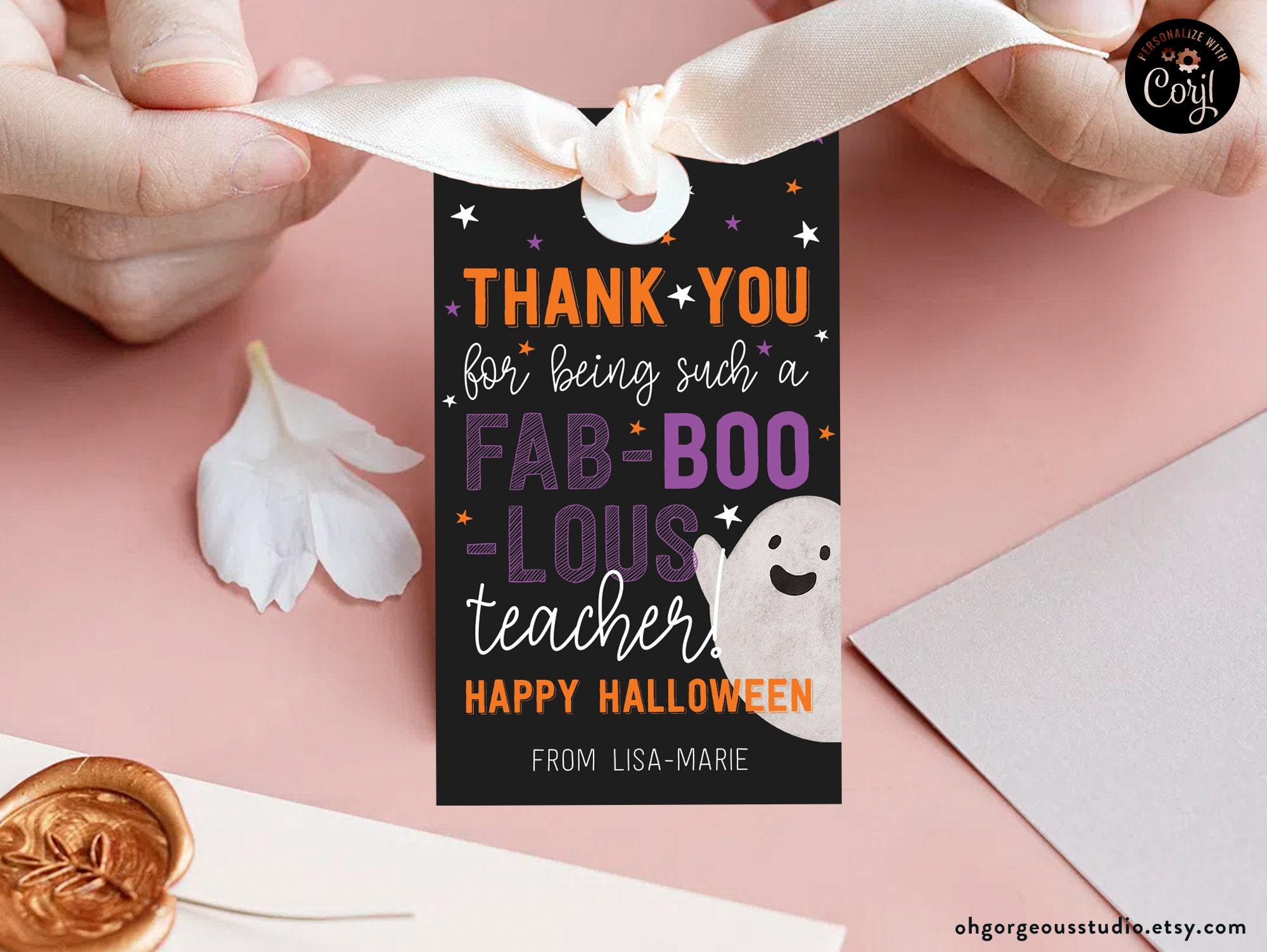 Halloween Teacher Gift Tag Template Printable Fab-boo-lous - Etsy