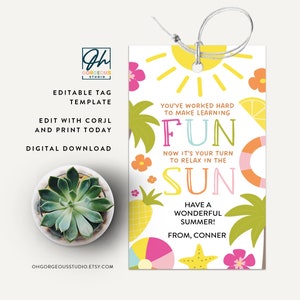 End of School Year Tags Relax in the Sun, Gift Tag for Teacher, Gift ...