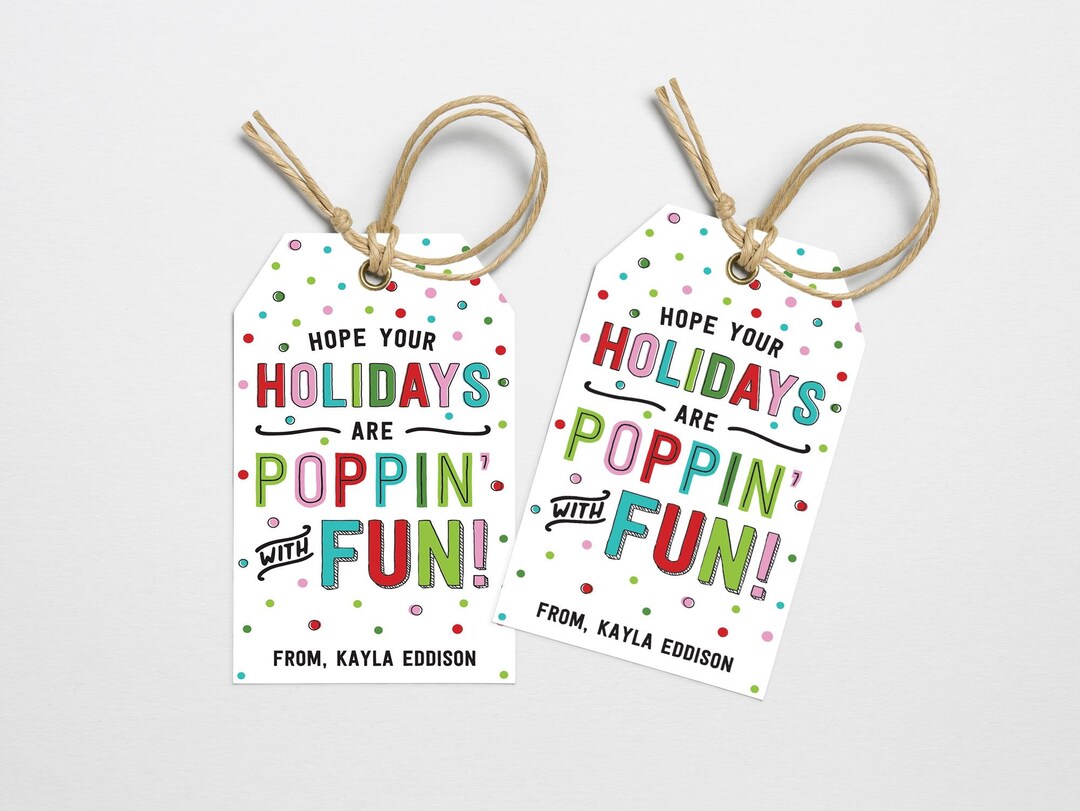 Poppin' Holidays Gift Tag: Printable Christmas Tag (editable, PDF) - Etsy