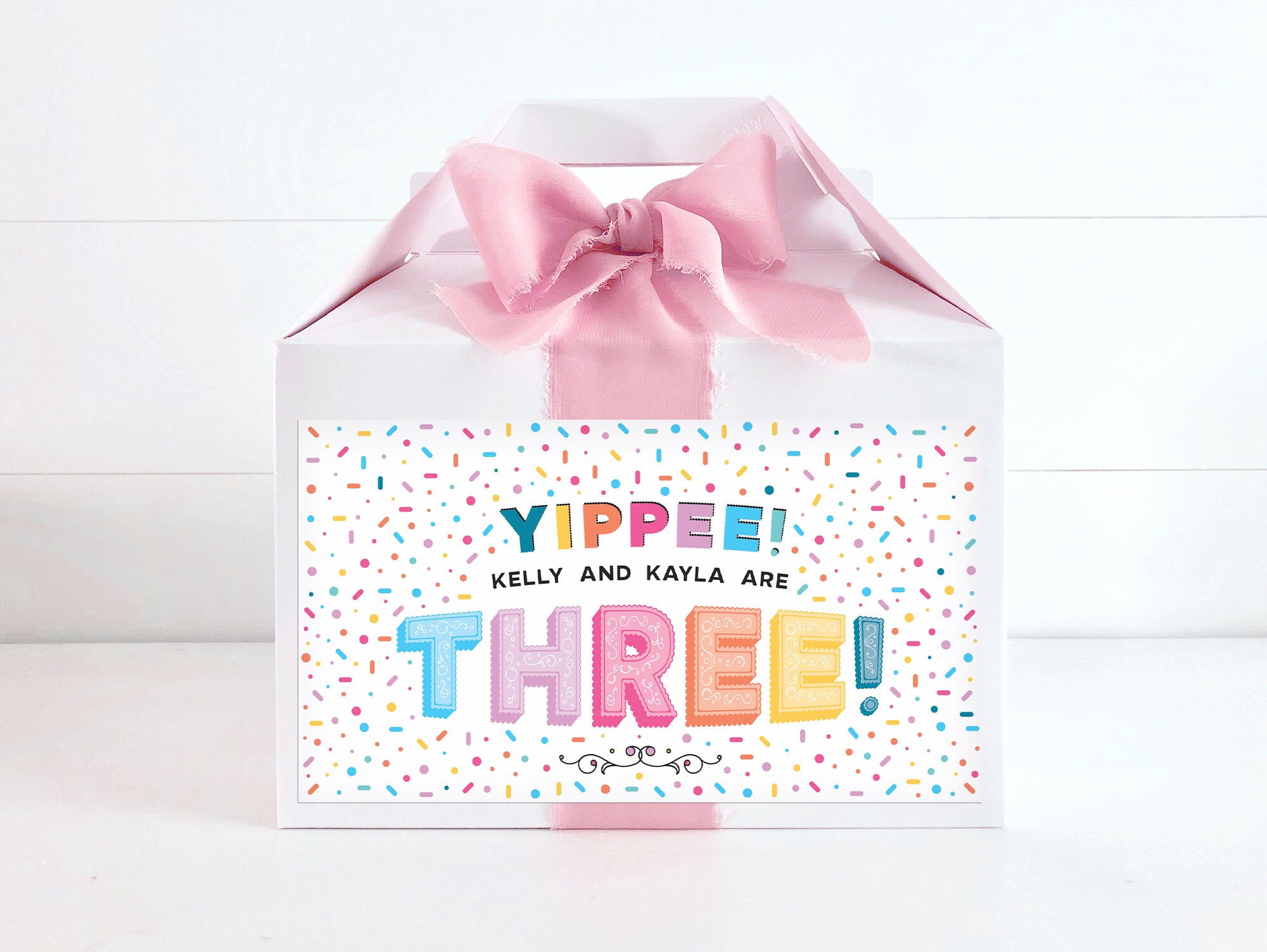 Party Gable Box for Yippee I'm Three Birthday Party, Edit in Corjl ...