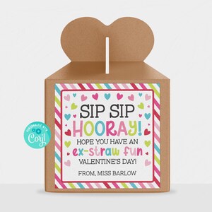 Ex-straw Fun Valentine's Day Gift Tag | Sip Sip Hooray Valentine Hang ...