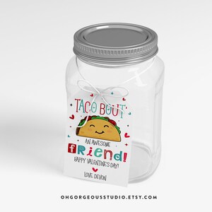Editable Taco Bout an Awesome Friend Valentine's Day Favor Tag ...