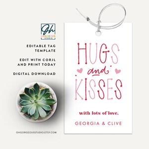 Hugs and Kisses Valentine's Day Tag: Printable Gift Tag (PDF) - Etsy