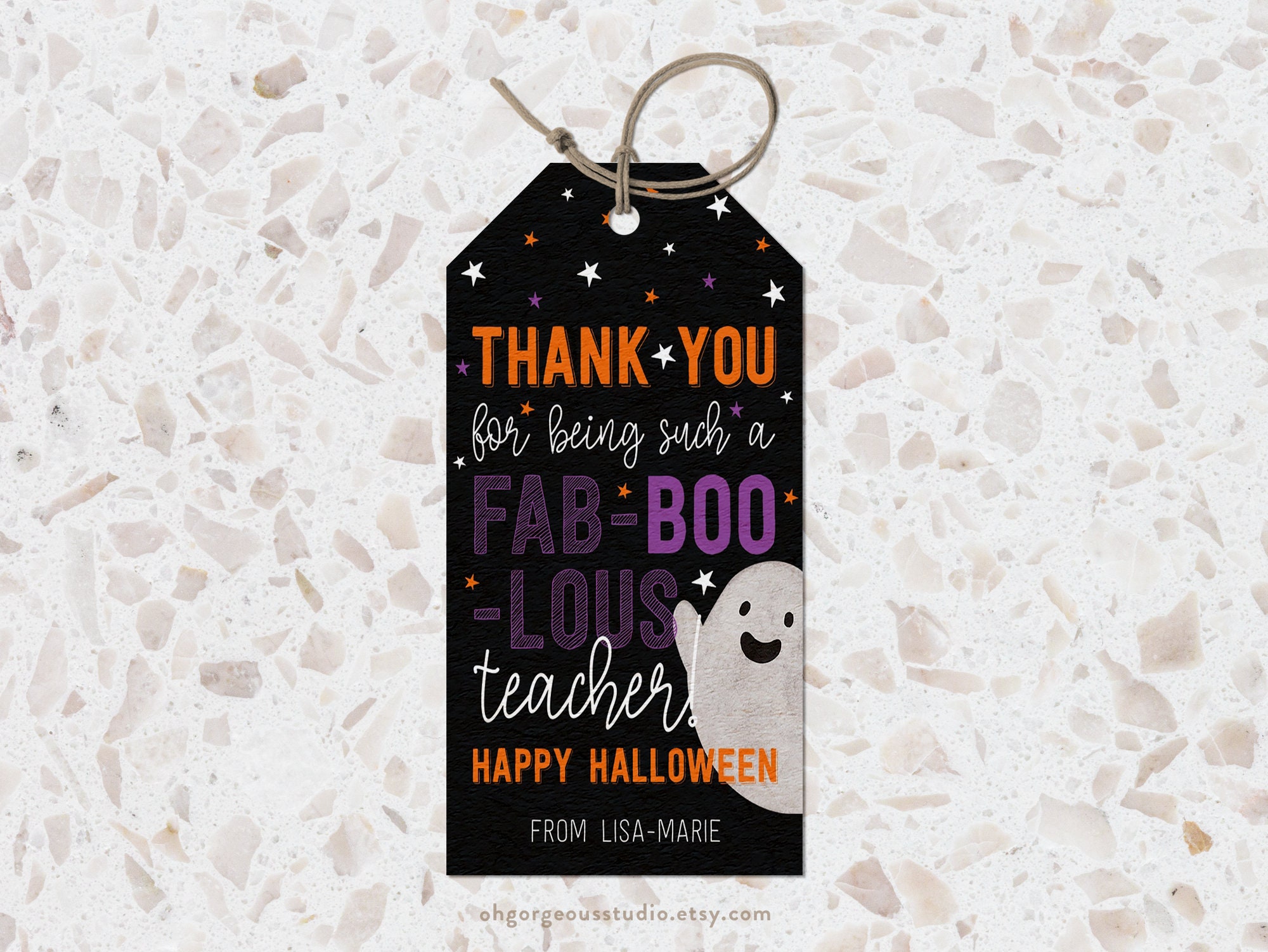 Halloween Teacher Gift Tag Template Printable Fab-boo-lous - Etsy