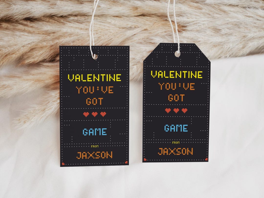 Gamer Valentine Gift Tag Template | Editable Printable (instant ...