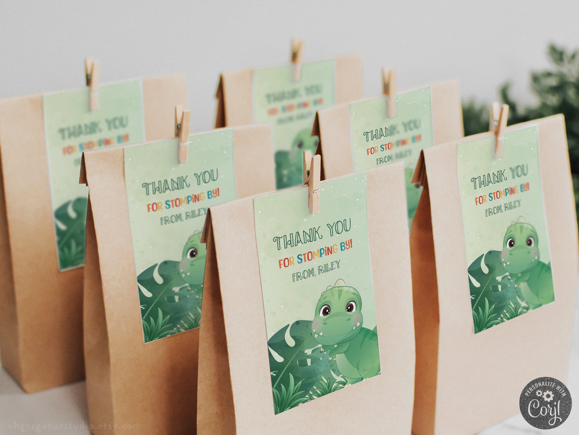 Editable Dinosaur First Birthday Tag Instant Digital - Etsy