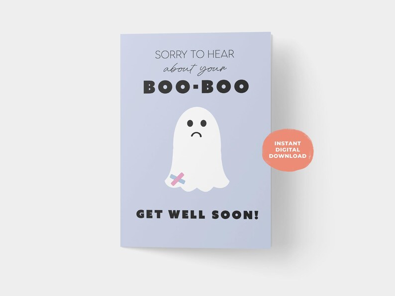 Cute Ghost Get Well Card | Printable Boo Boo Card (digital Download) - Etsy