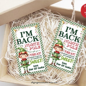 Elf I Am Back Gift Tags Christmas Elf Tradition Printable Gift Tag, Elf ...