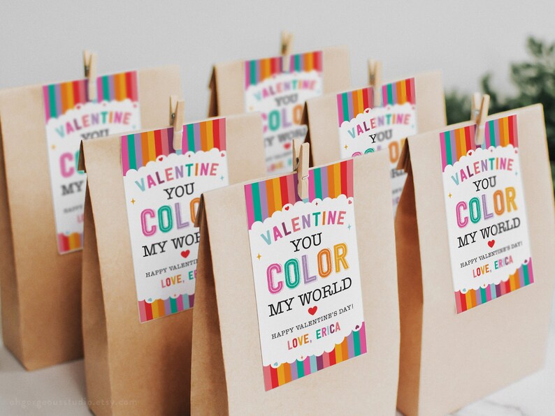 Rainbow Valentine's Day Gift Tag Template | Editable Kids Valentine ...