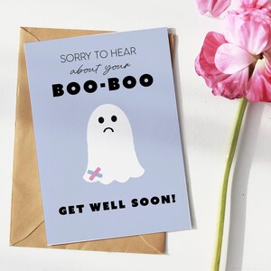 Get Well Soon Printable Card | Cute Ghost Get Well Boo Boo Card Instant ...