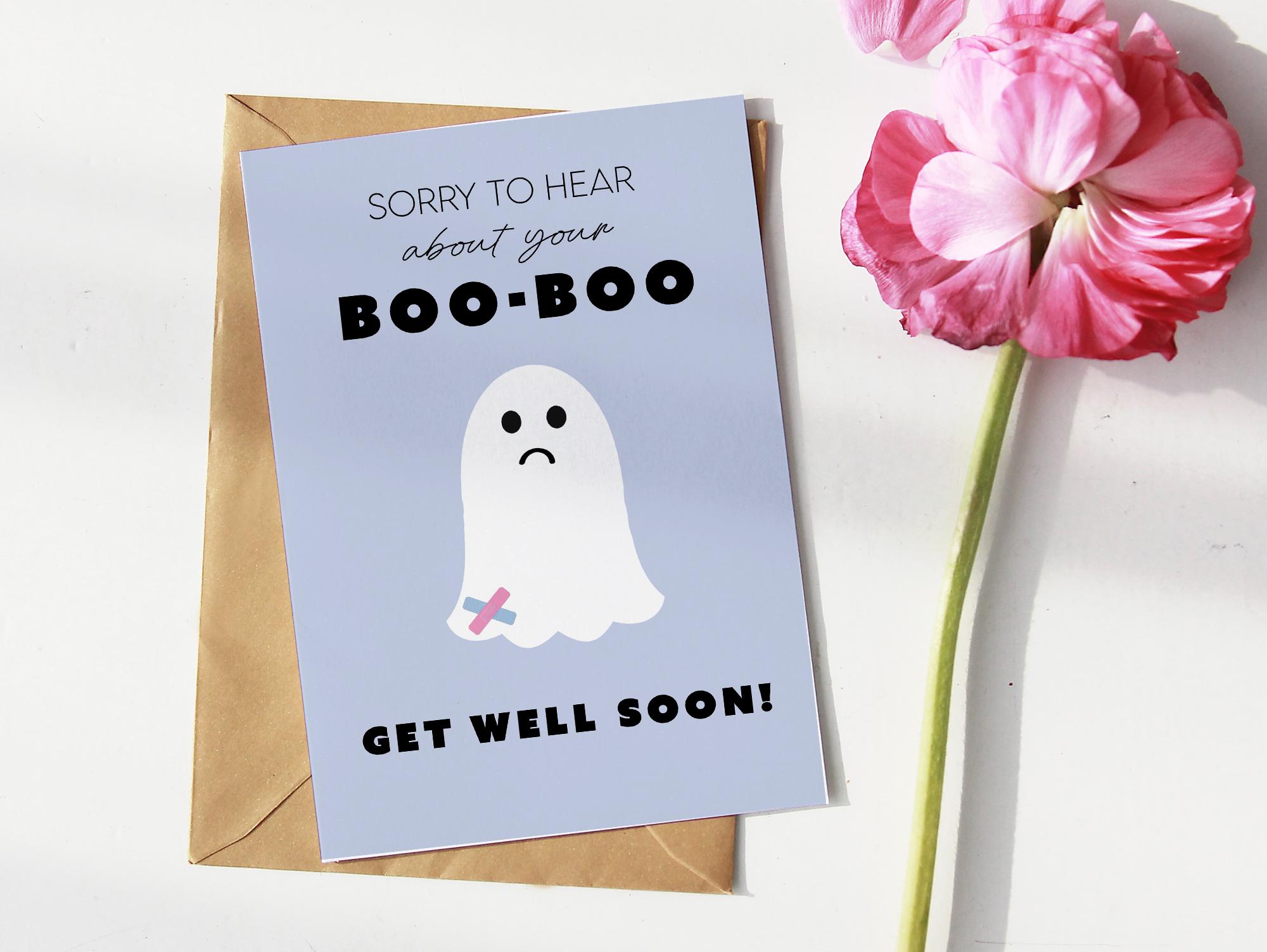 Cute Ghost Get Well Card | Printable Boo Boo Card (digital Download) - Etsy
