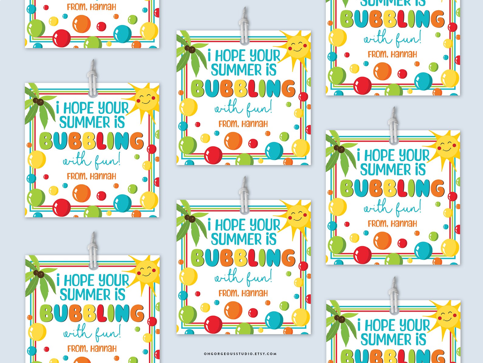 End of School Bubble Tag Bubble Tag for Summer, Classmate Gift Tag ...