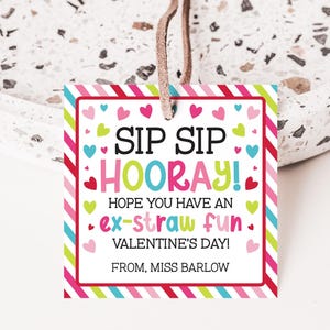 Ex-straw Fun Valentine's Day Gift Tag | Sip Sip Hooray Valentine Hang ...