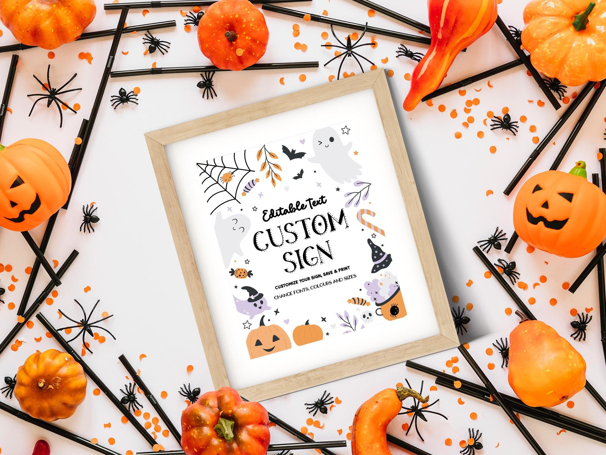 Halloween Custom Sign | Cute Kids Party Decor (editable Corjl Template ...