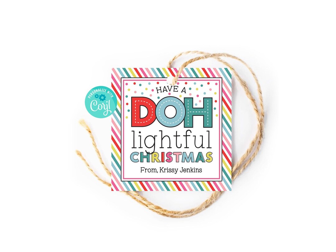 Printable DOH Lightful Christmas Playdough Gift Tag | Christmas Holiday ...