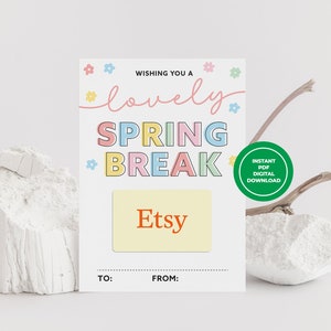 Teacher Appreciation Printable Card | Spring Break Gift Card Holder ...