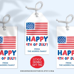4th of July Favor Tag | Printable Gift Tag, Independence Day Holiday ...