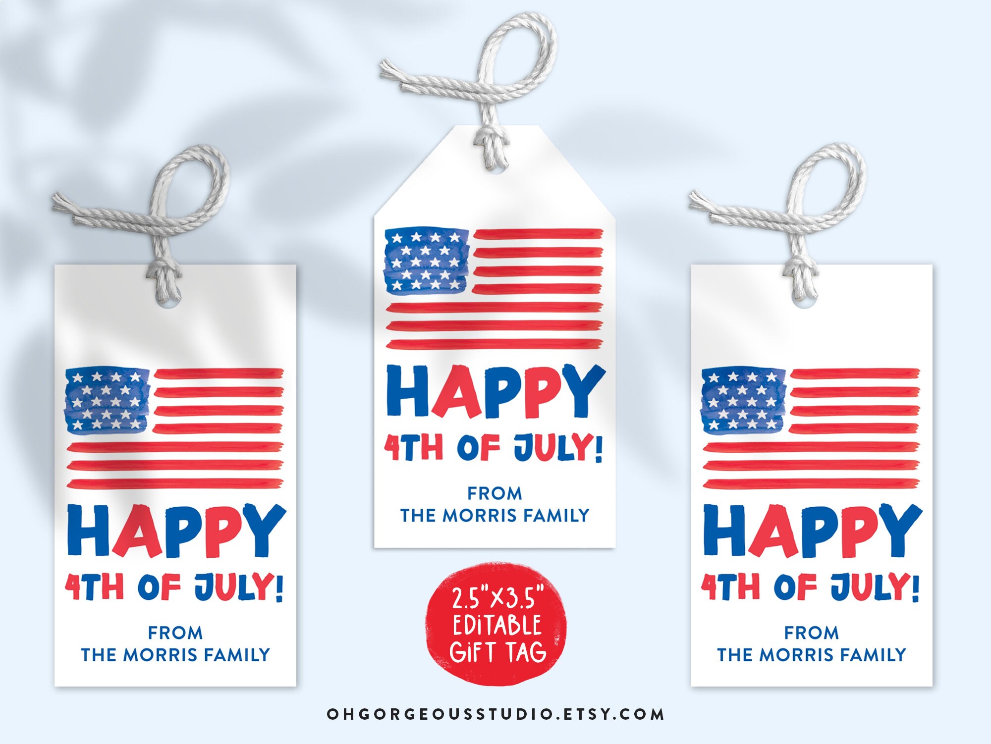 4th of July Favor Tag Printable Gift Tag Independence Day - Etsy