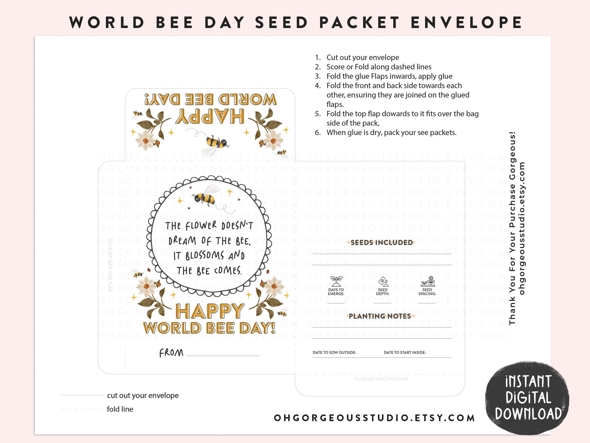 World Bee Day Printable Seed Packet Digital Download Save - Etsy