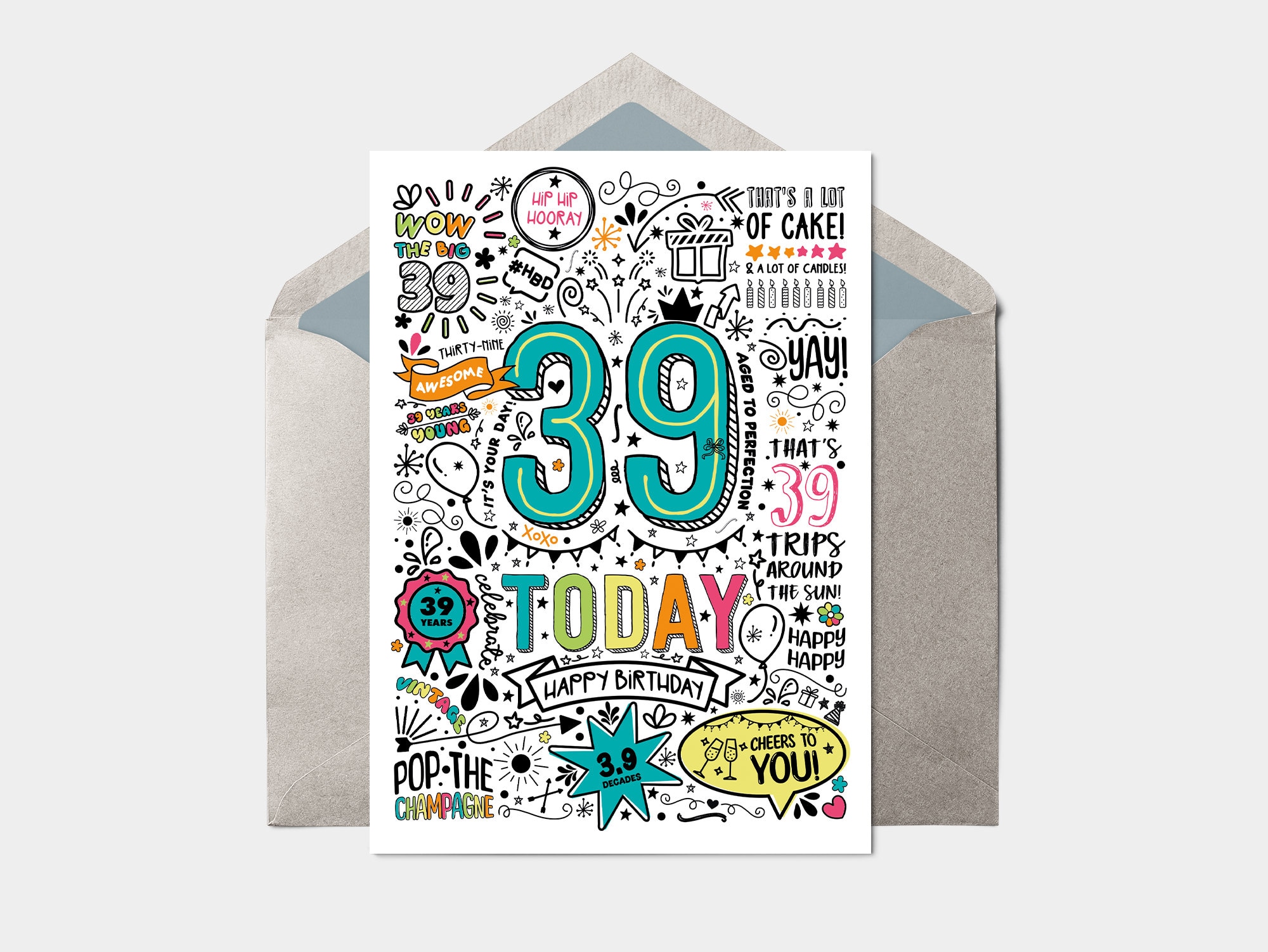 Printable 39th Birthday Card Instant Download Printable Card for 39th ...