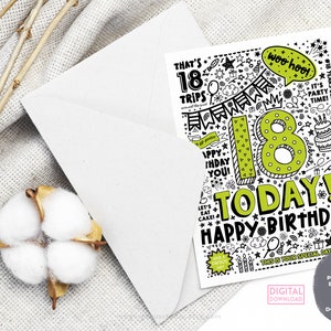 18th Printable Birthday Card | 18 Today Birthday Downloadable Card ...