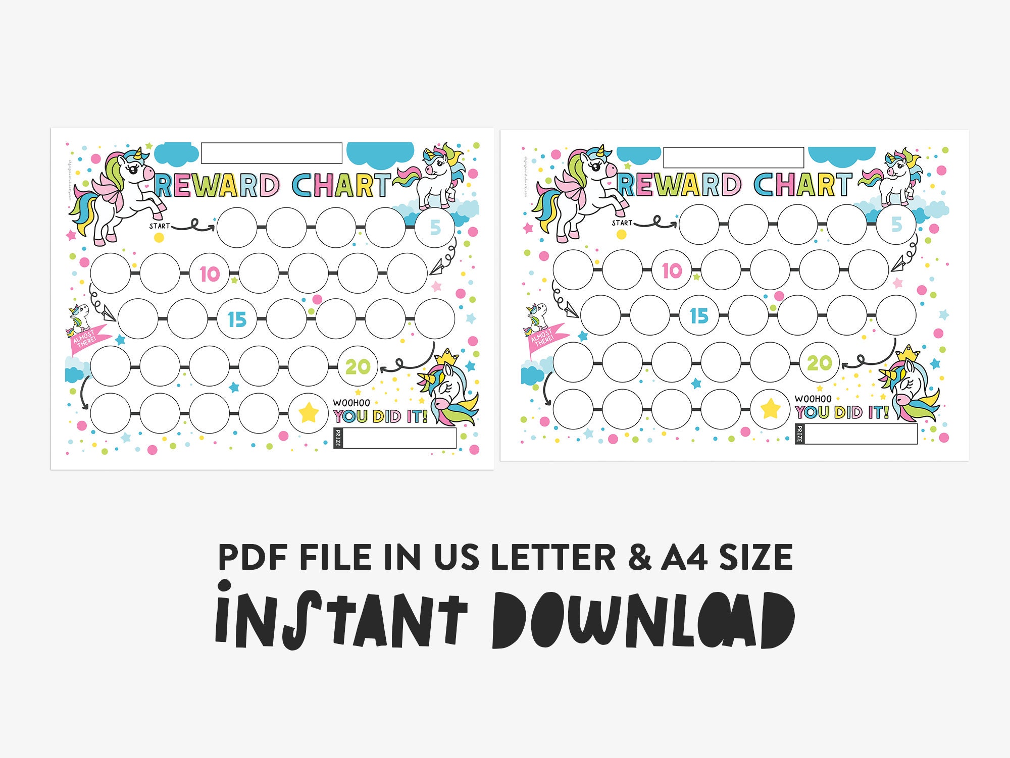 Unicorn Reward Chart Printable Unicorn Behavior Chart, Girl Daily Chore ...