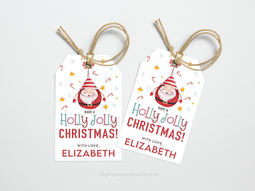 Holly Jolly Christmas Gift Tag | Printable Holiday Hang Tag (editable ...