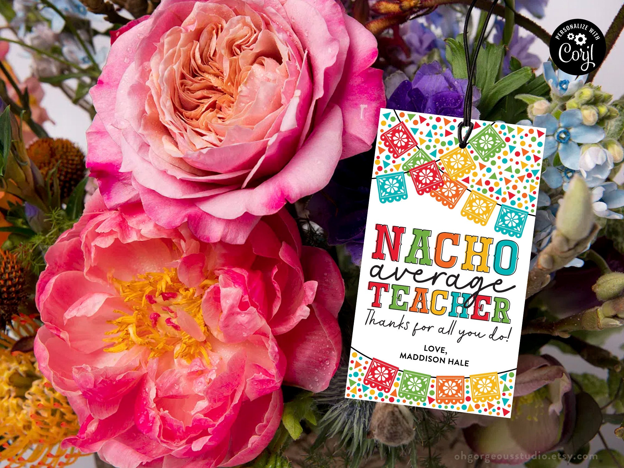 Nacho Average Teacher Gift Tag | Mexican Theme, Editable Thank You ...
