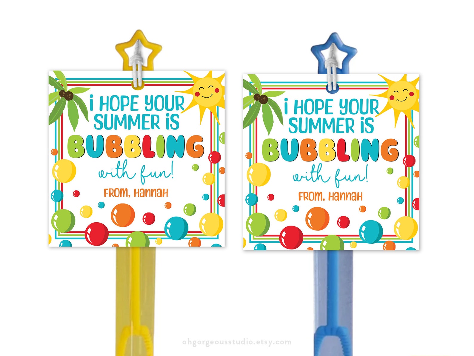 End of School Bubble Tag Bubble Tag for Summer, Classmate Gift Tag ...