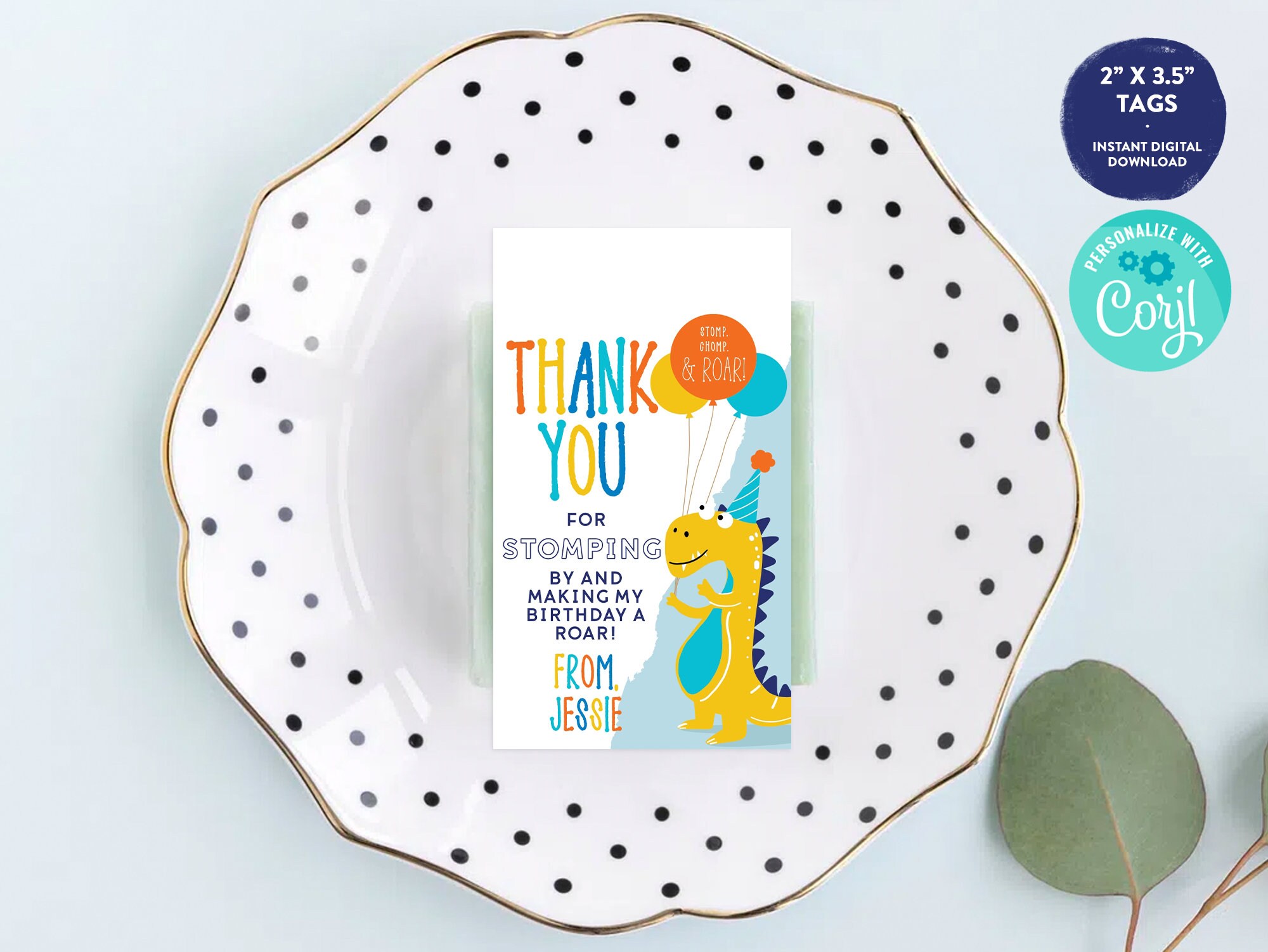 Dinosaur Birthday Favor Tag: Editable Dino Party Tag (digital Download ...