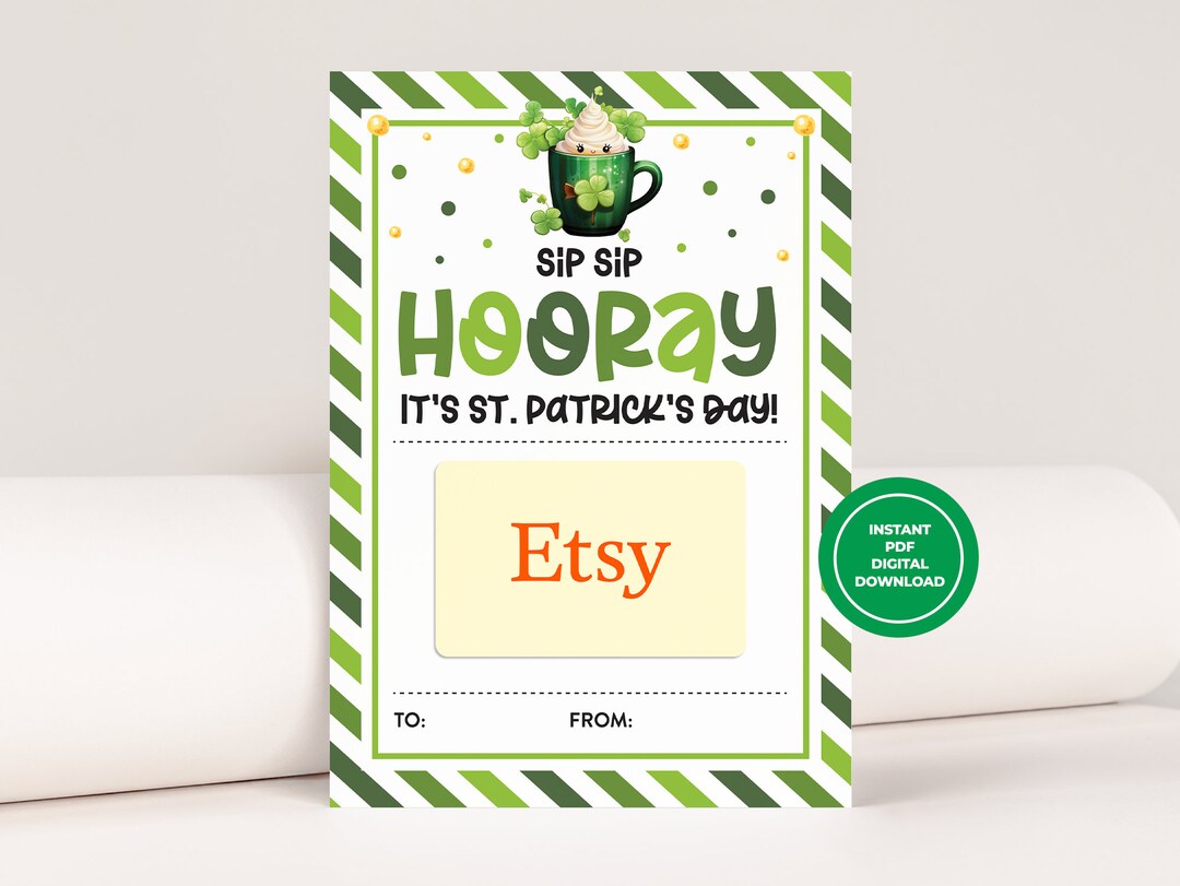 St. Patrick's Day Teacher Gift Card Holder | Sip Sip Hooray Printable ...
