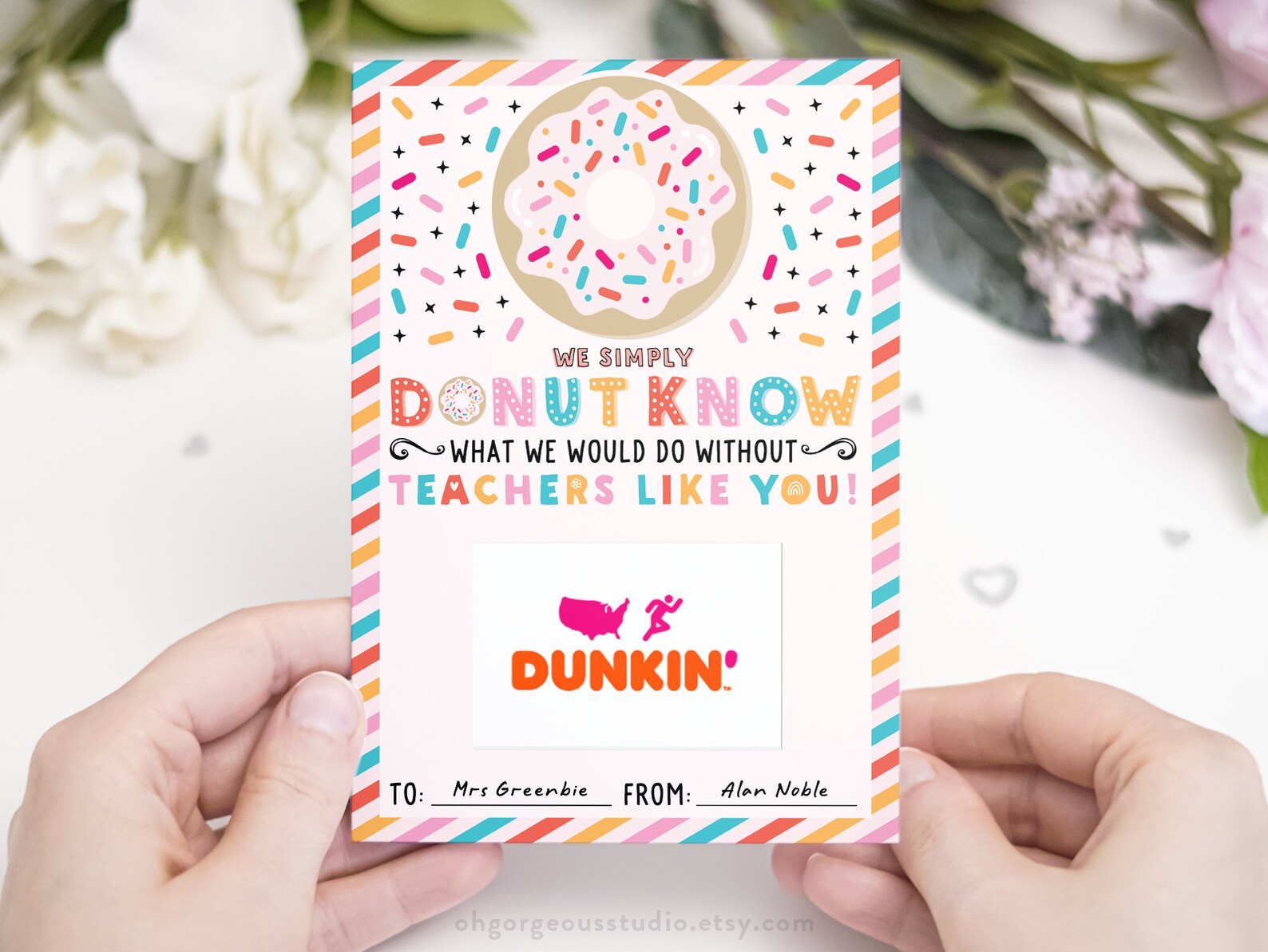 Teacher Appreciation Printable Donut Teacher Appreciation Gift Card ...