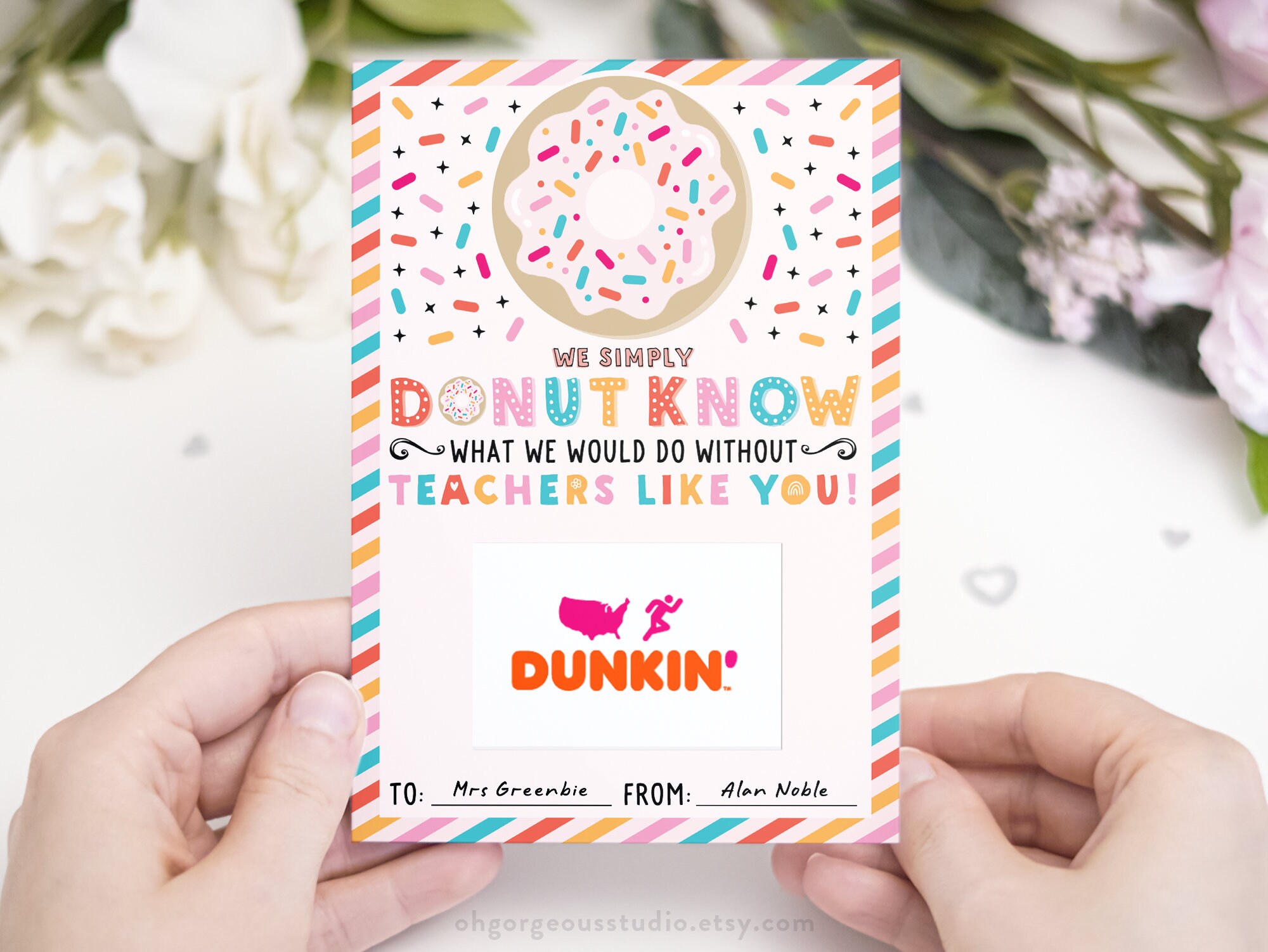 Teacher Appreciation Printable Donut Teacher Appreciation Gift Card ...
