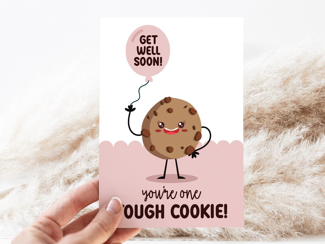 One Tough Cookie Get Well Soon Card | Pink Get Well Card, Instant ...