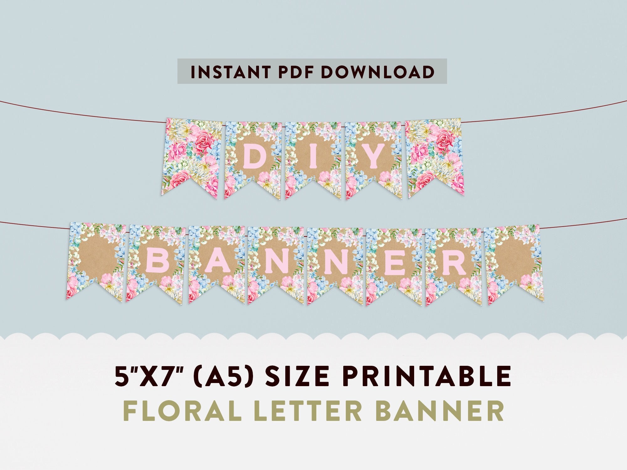 Floral Alphabet Banner: Printable Party Decoration (PDF) - Etsy